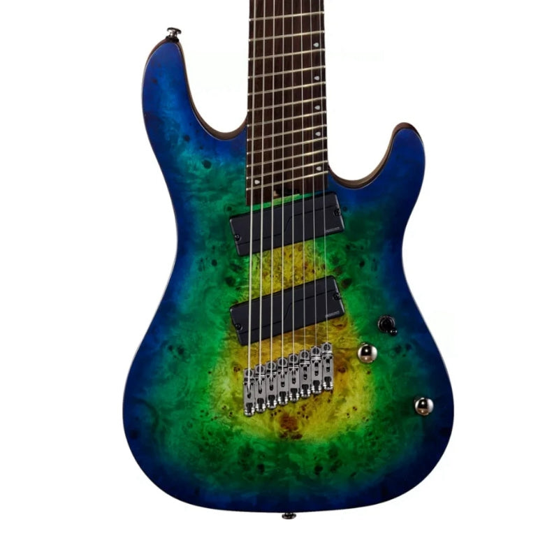 Cort KX Series 8 String Multi-Scale Electric Guitar. Mariana Blue Burs ...